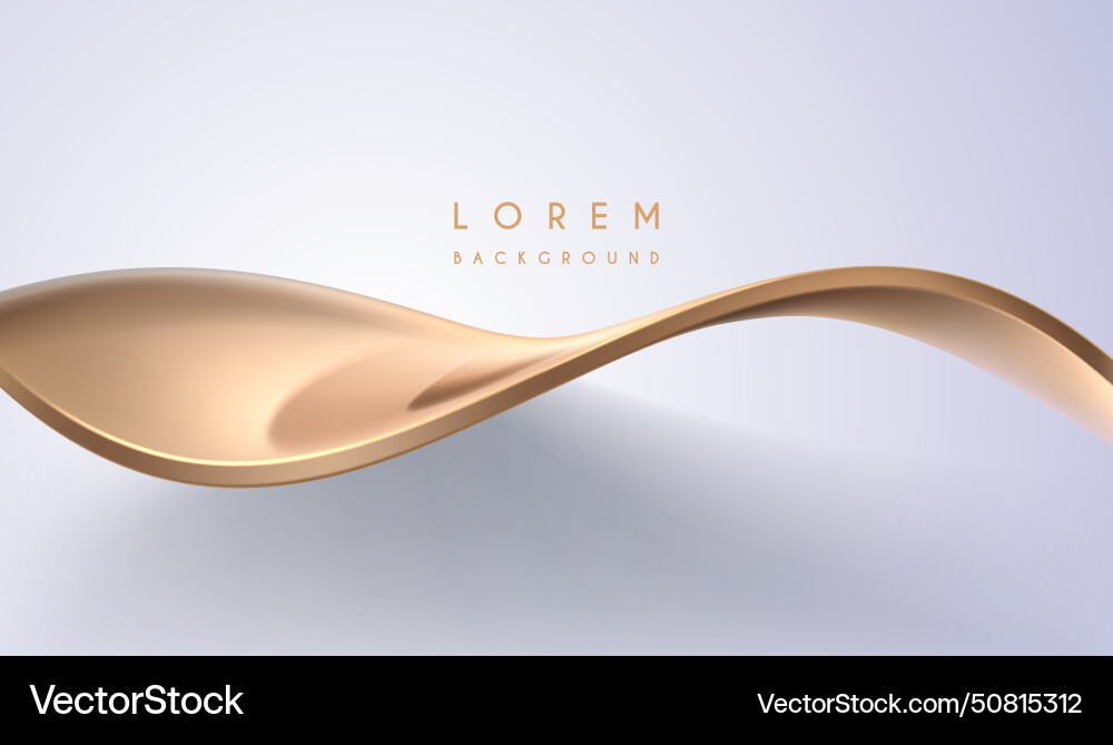 Abstract golden waved shape on white background Vector Image