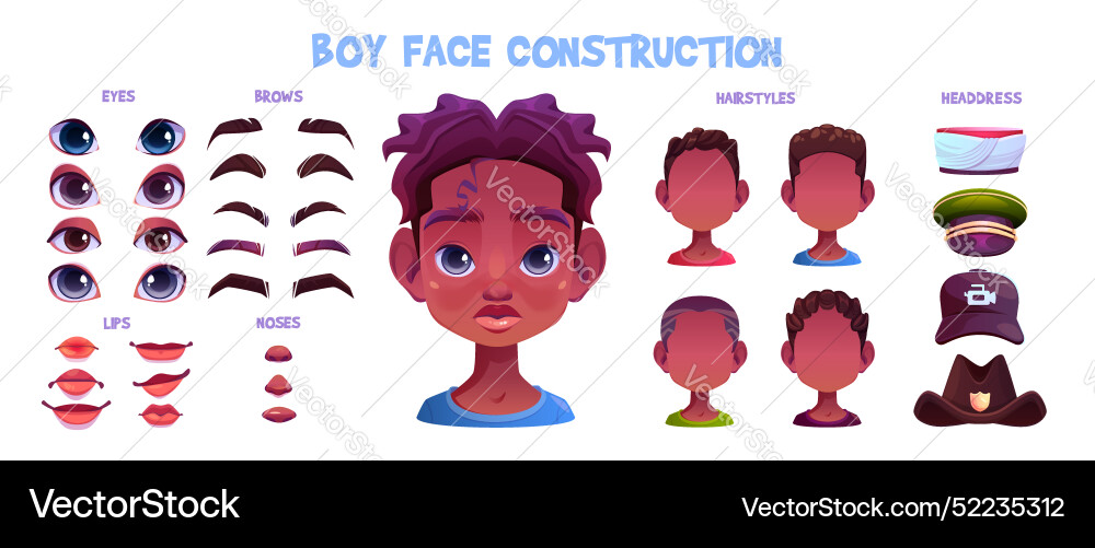 African kid boy avatar construction kit – Royalty-Free Vector | VectorStock