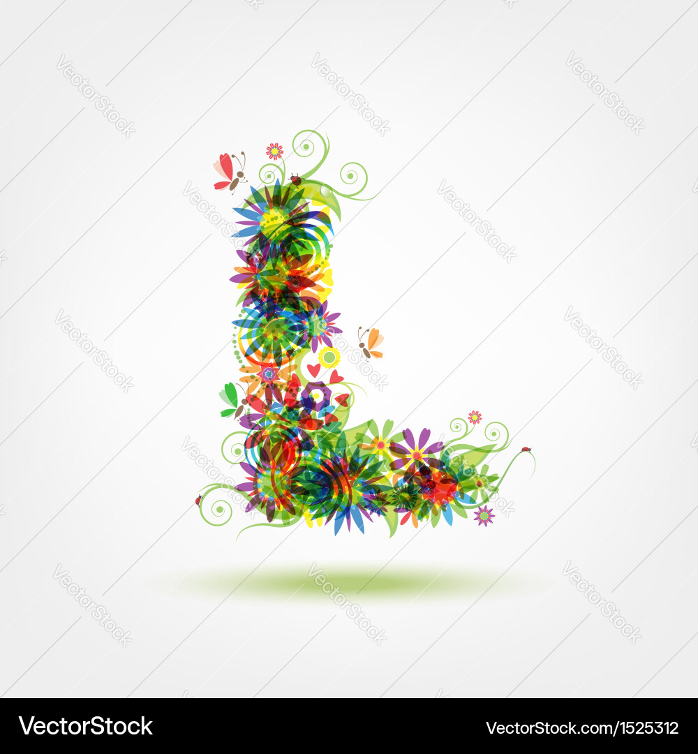 Floral letter for your design Royalty Free Vector Image
