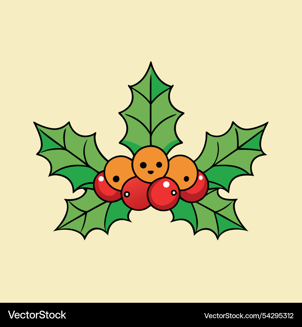 Holly and mistletoe of christmas element Vector Image