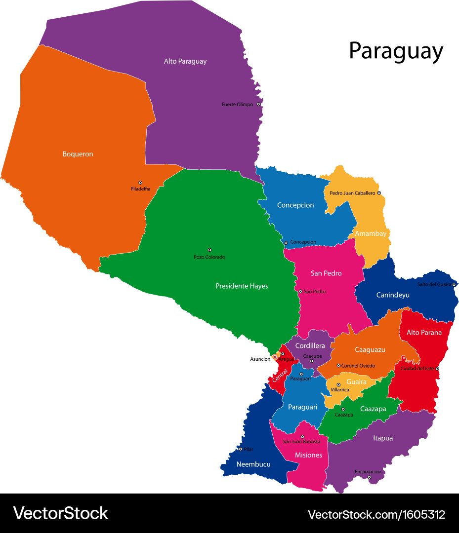 Paraguay map Royalty Free Vector Image - VectorStock