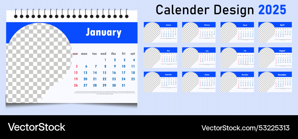 2025 calendar design simple vertical layout Vector Image