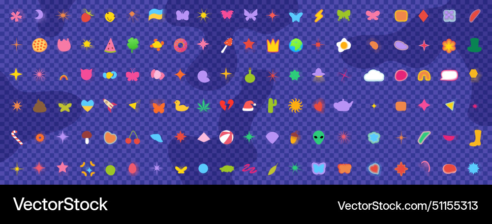 Aesthetic y2k aura elements set flower blob Vector Image