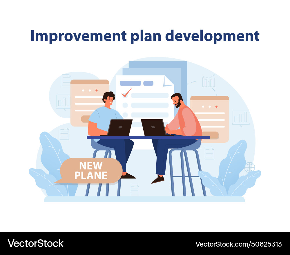 Benchmarking plan development Royalty Free Vector Image