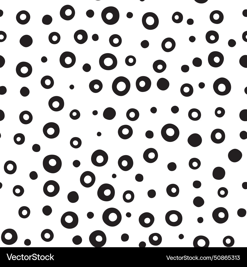 Black bubbles and dots seamless pattern on white Vector Image