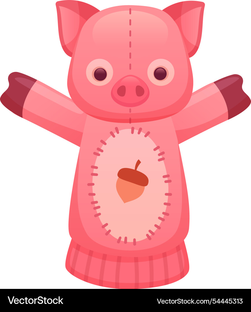 Cartoon pig doll animal puppet icon Royalty Free Vector