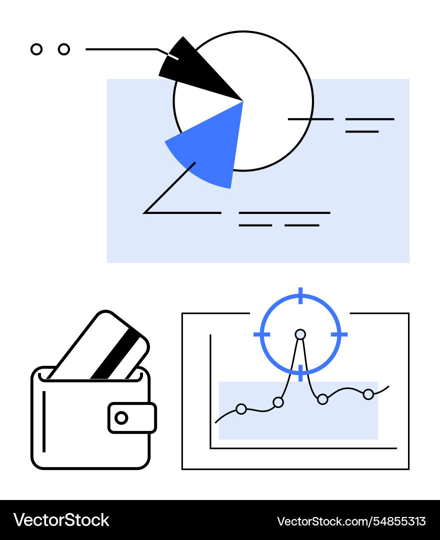 Data analytics with pie chart financial growth Vector Image