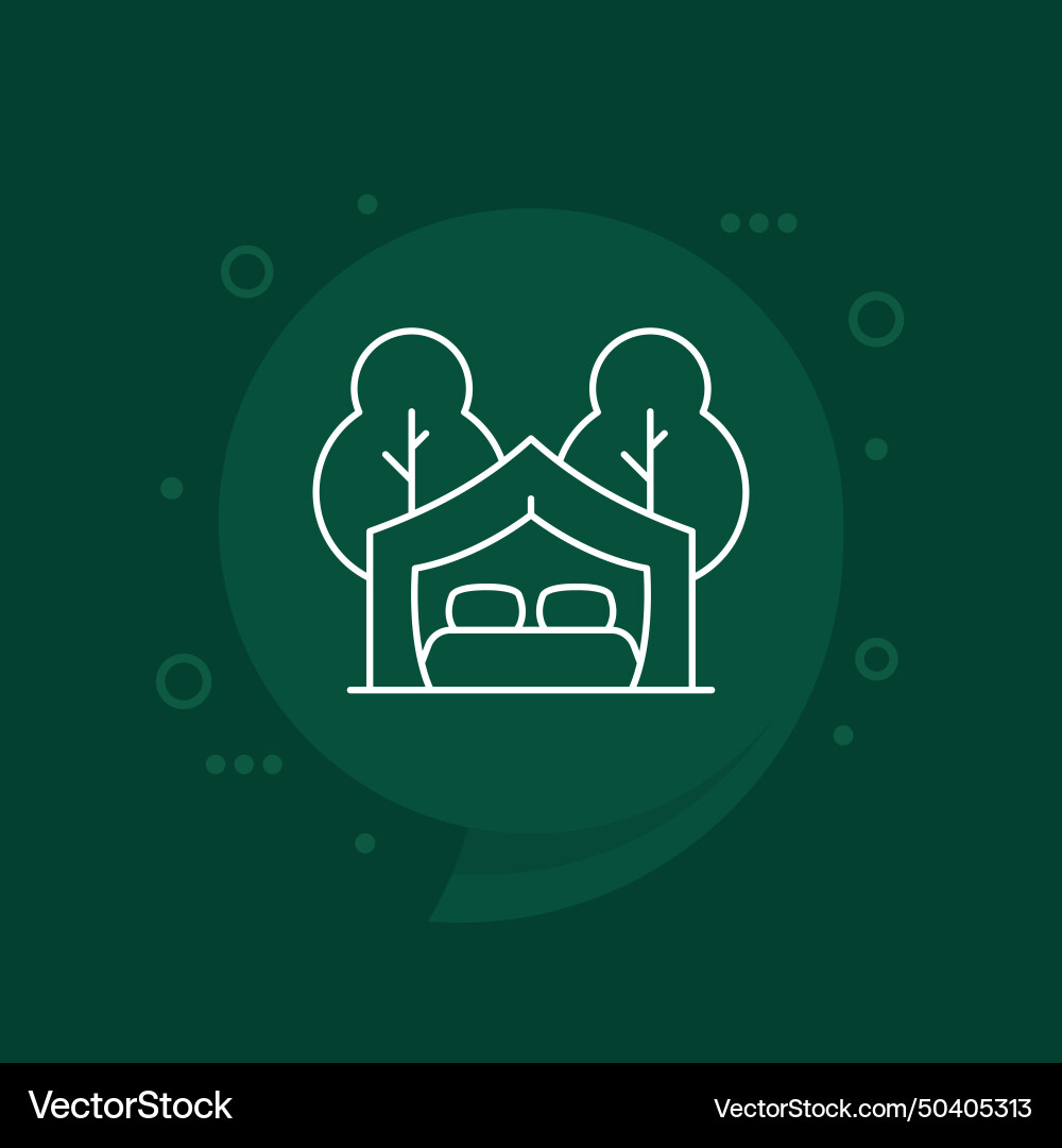 Glamping line icon with a tent Royalty Free Vector Image