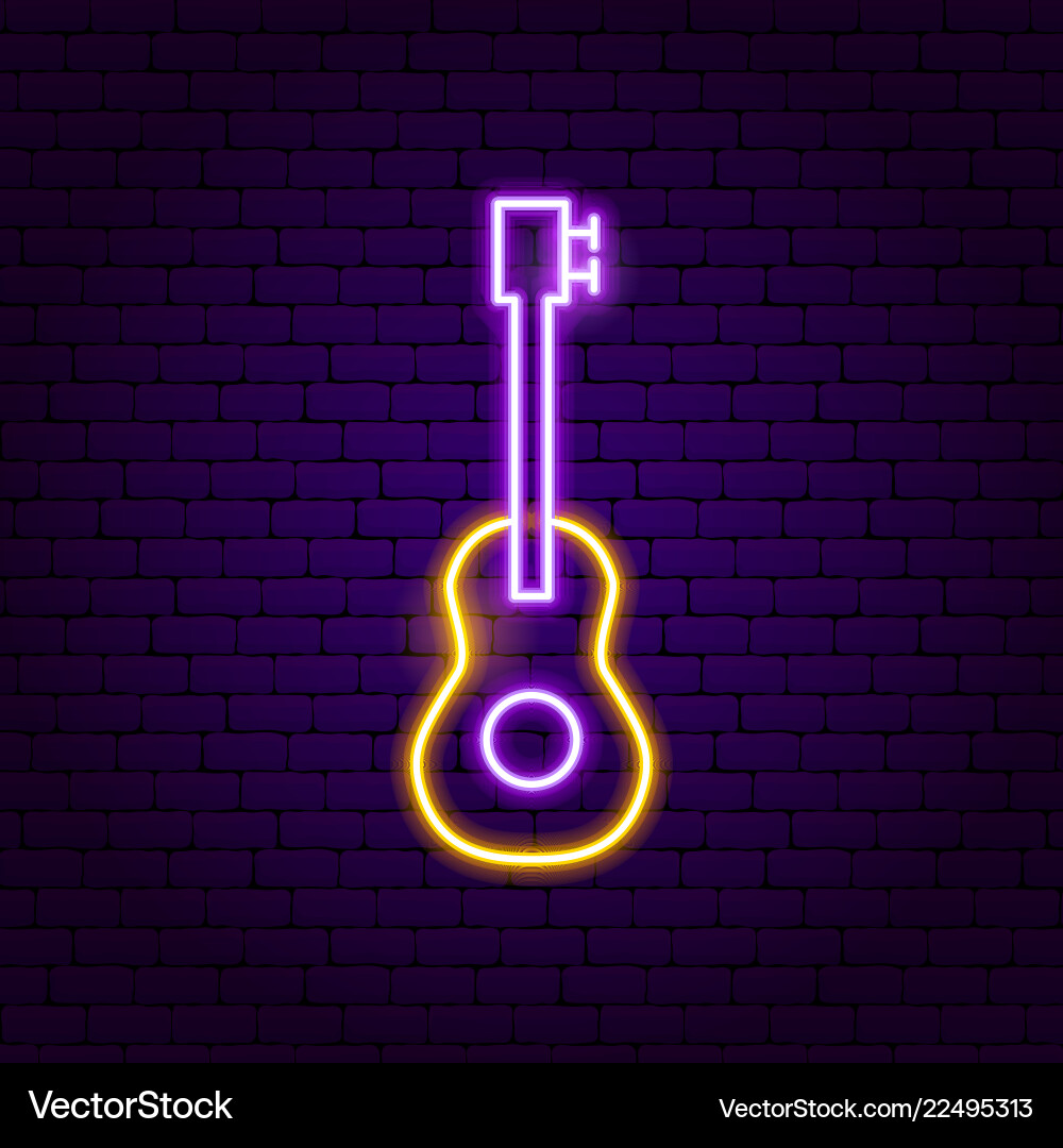 Neon Guitar Sign Royalty Free Vector Image - VectorStock