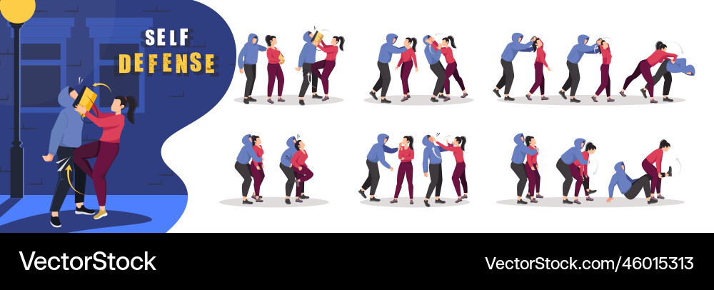 Self Defense Training Set Royalty Free Vector Image