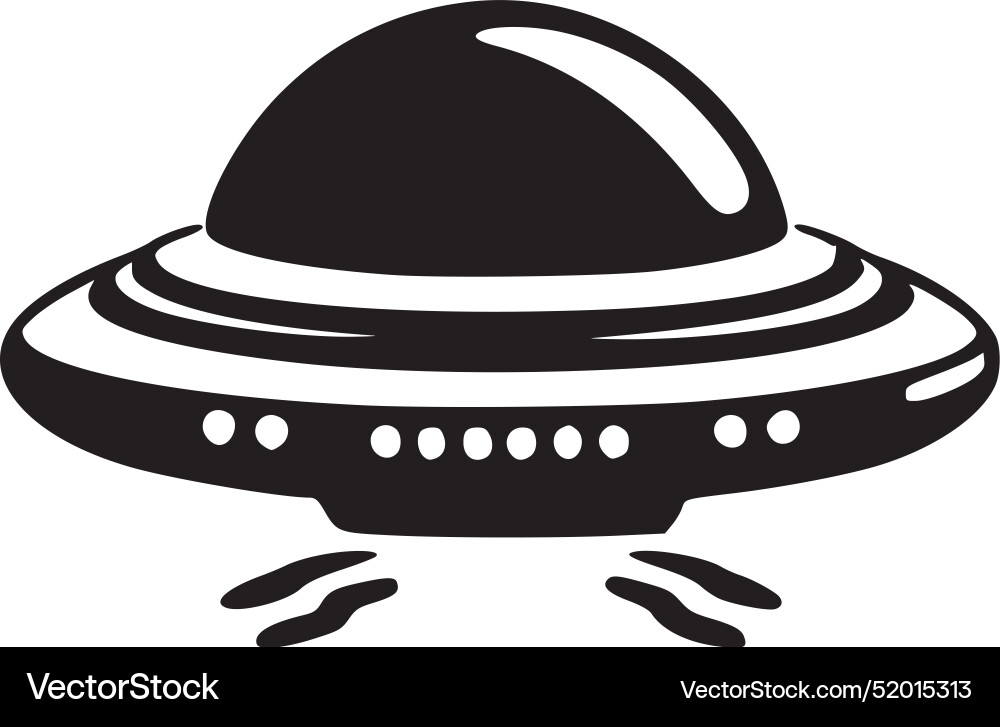 Ufo - black and white Royalty Free Vector Image