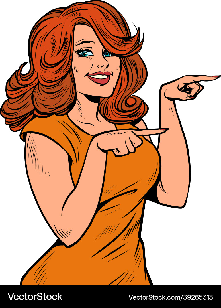 Woman points with her finger a presentation Vector Image