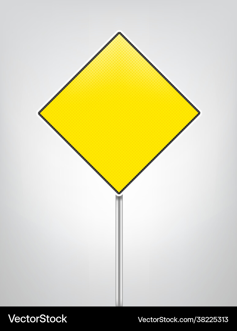 Yellow rhombical road sign 3d style Royalty Free Vector