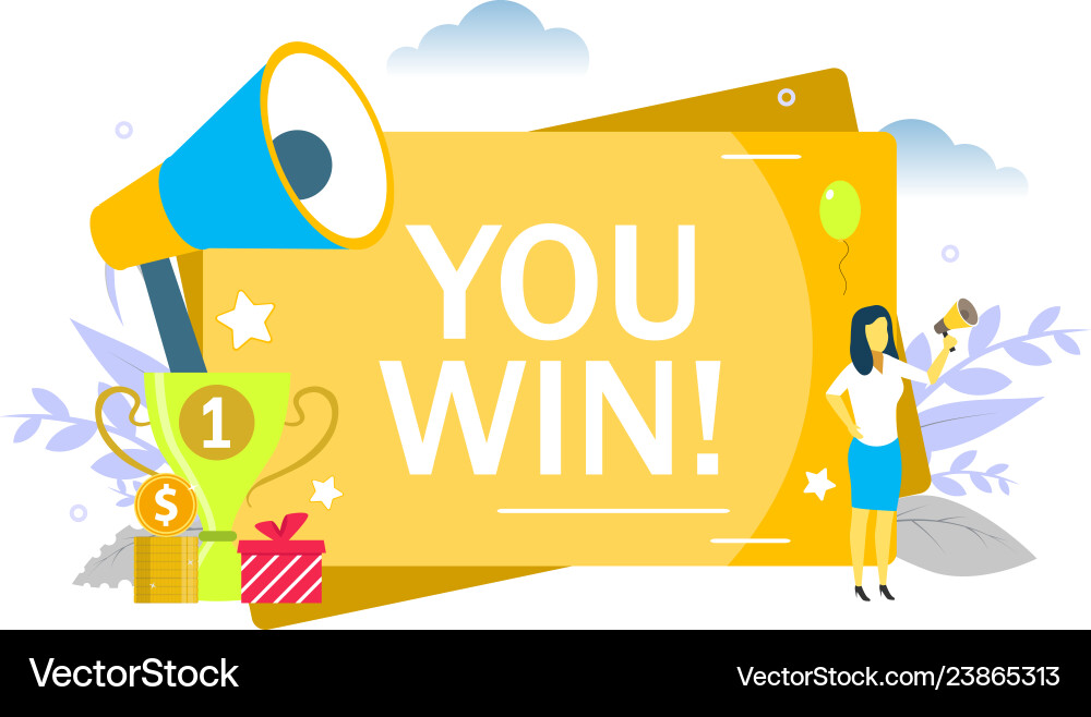 You win flat style design Royalty Free Vector Image