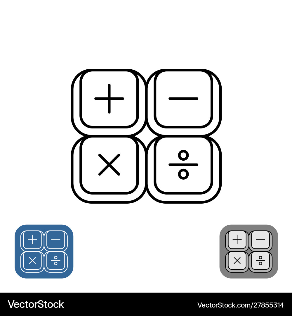 Calculator icon four keyboard buttons calc symbol Vector Image