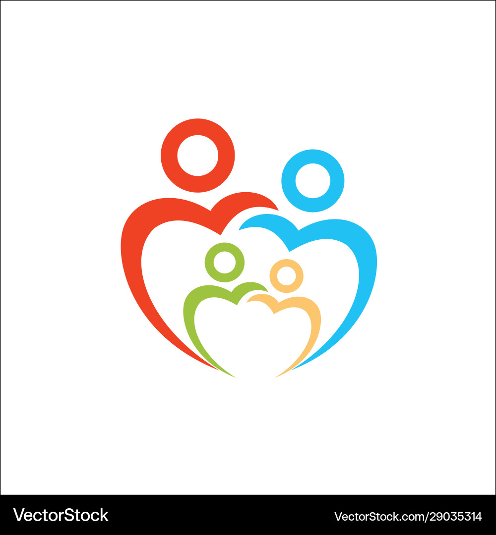 Familienlogo in Herzform Design Lizenzfreies Vektorbild