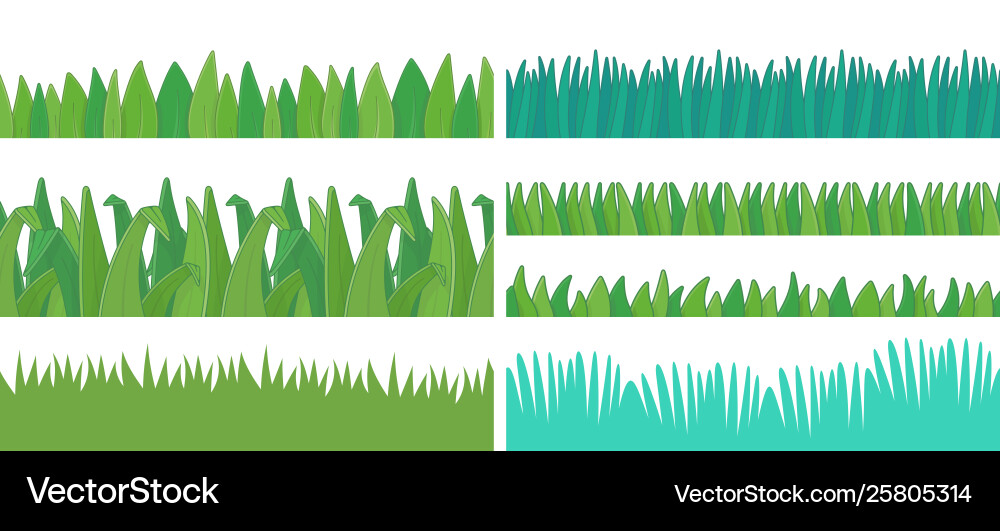Green grass borders set Royalty Free Vector Image