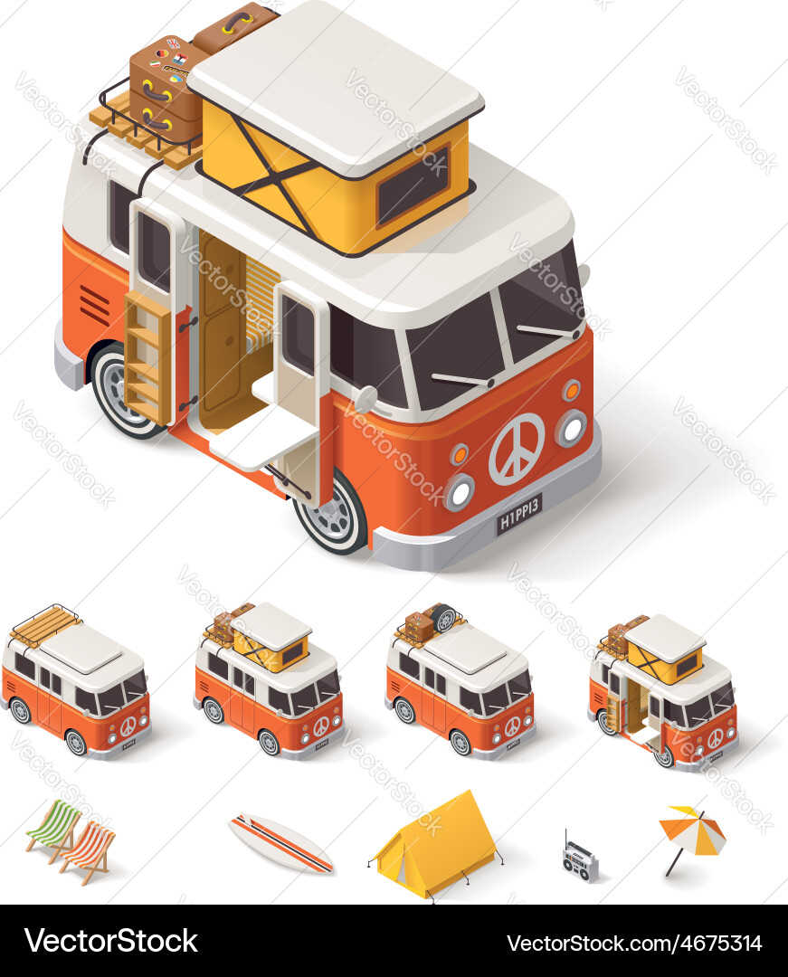 Isometric camper van Royalty Free Vector Image
