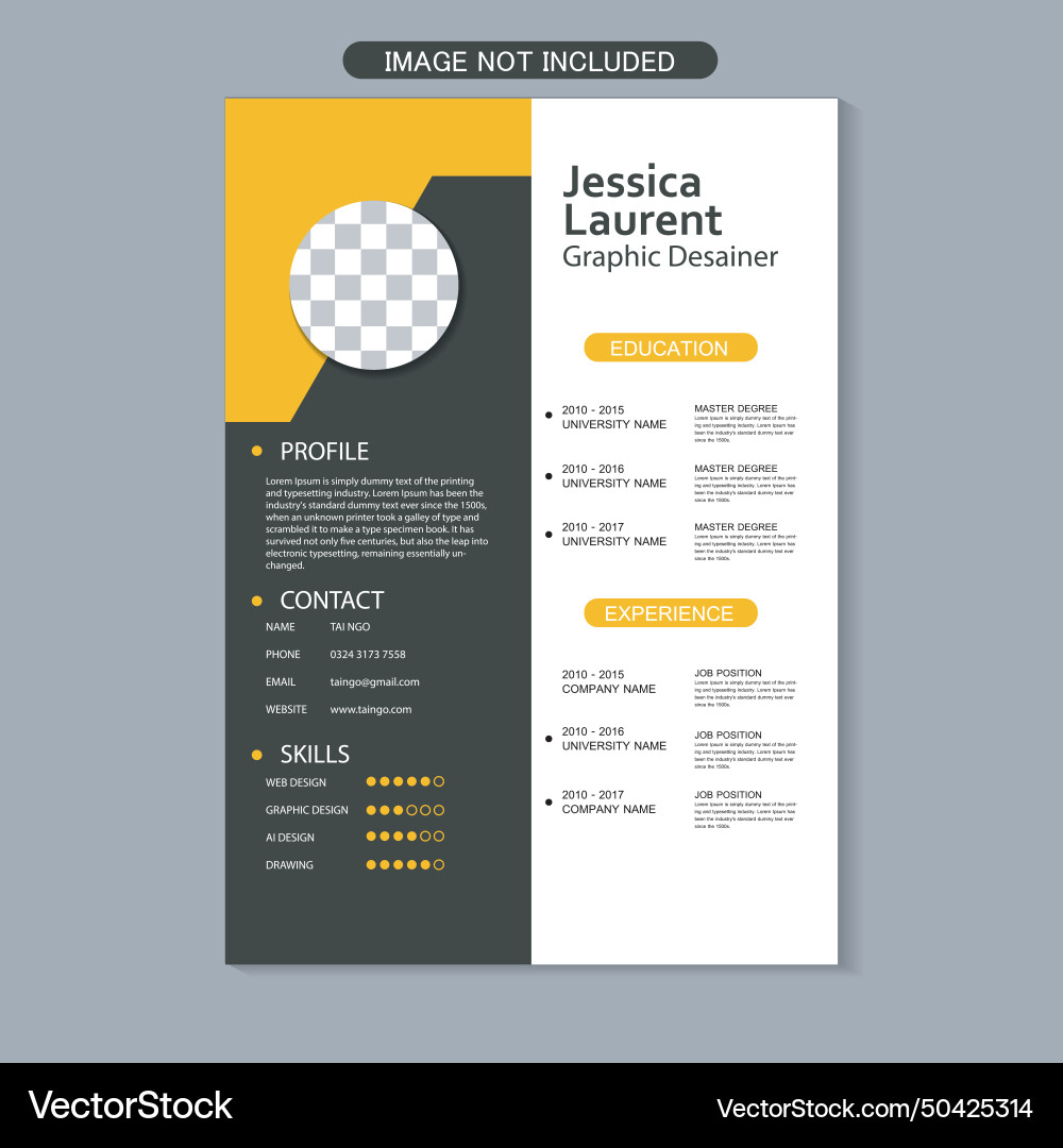 Jessica laurent template design Royalty Free Vector Image