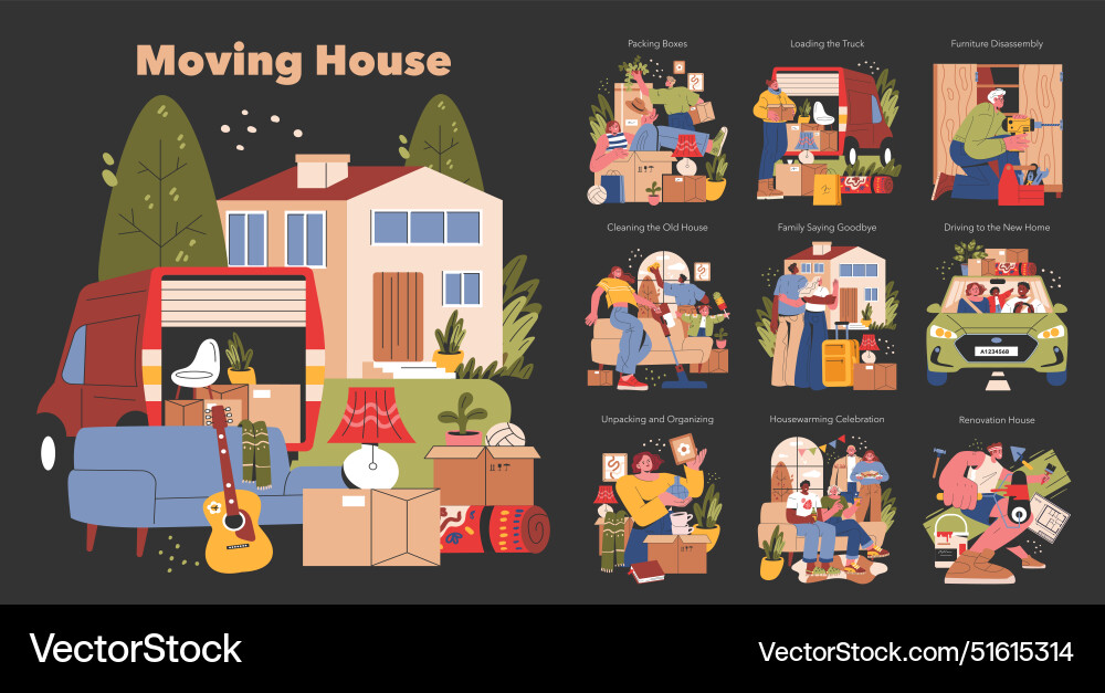 Moving house flat Royalty Free Vector Image - VectorStock