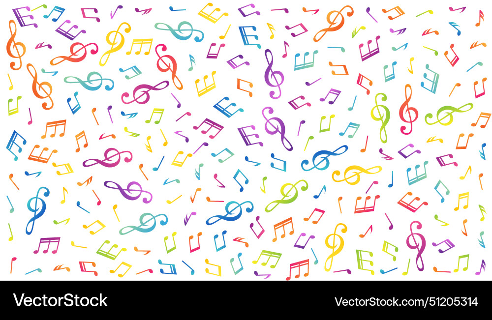 Music notes colorful background with confetti Vector Image