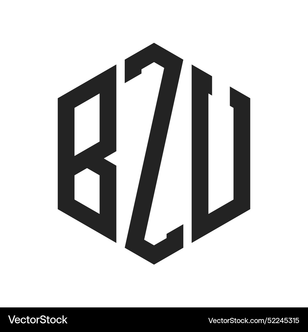 Bzu logo design initial letter monogram Royalty Free Vector