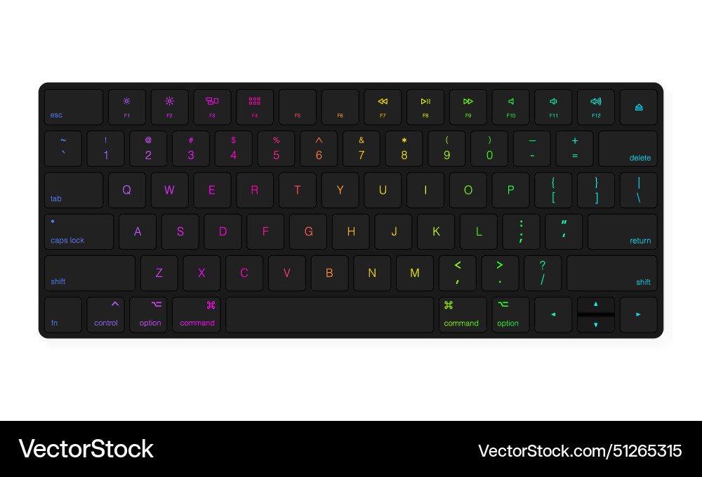 Gaming keyboard with rgb light effect isolated Vector Image