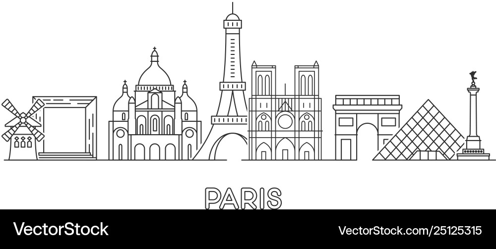Paris skyline Royalty Free Vector Image - VectorStock
