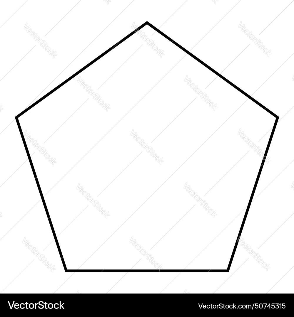 Pentagon shape symbol black and white Royalty Free Vector