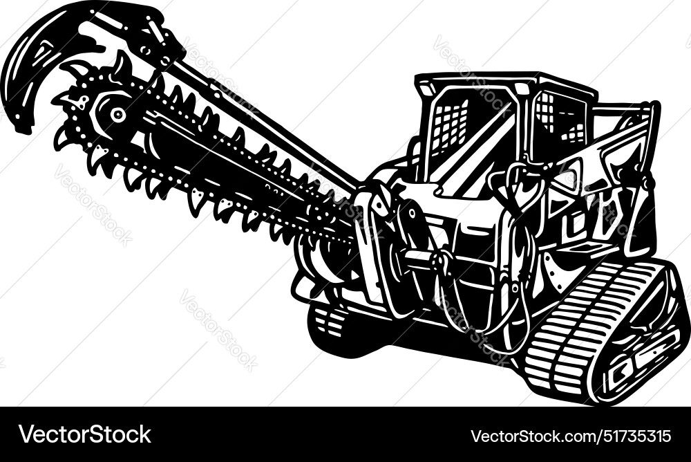 Skid steer trencher - equipment Royalty Free Vector Image