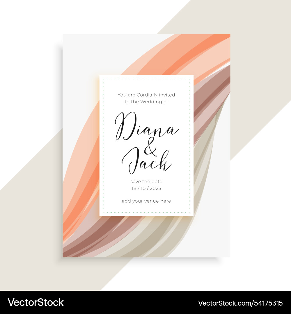 Wedding card template with abstract wavy shape Vector Image