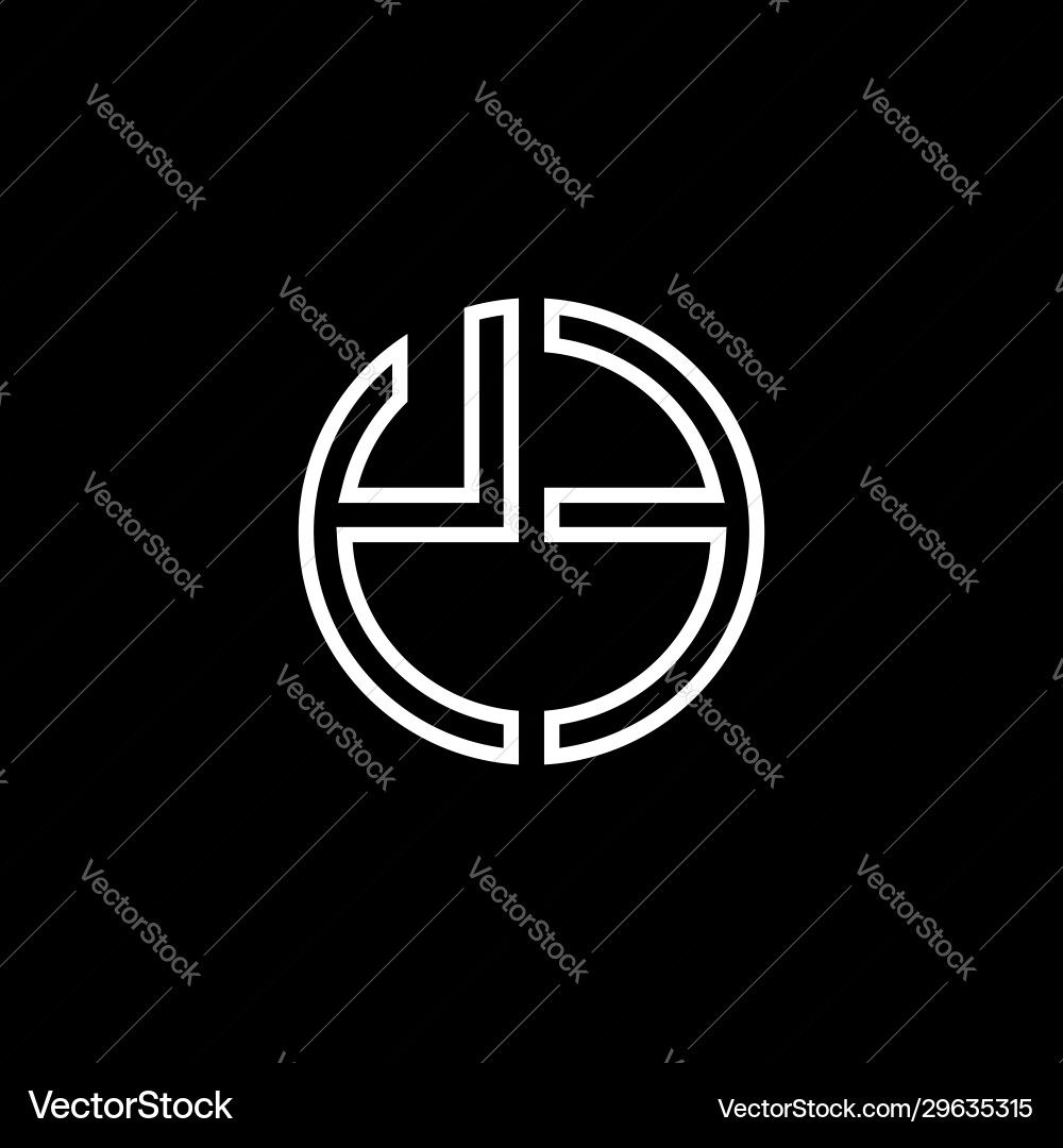 Ye monogram logo circle ribbon style outline Vector Image