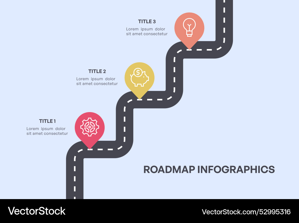 3 stage roadmap infographic simplified progress Vector Image