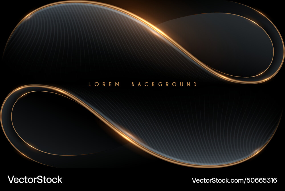 Abstract black and gold waved shapes background Vector Image
