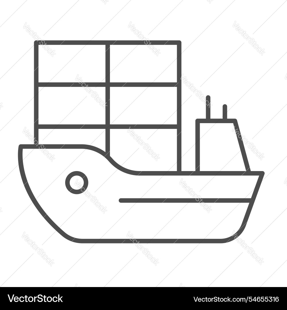 Cargo containers transportation vessel thin line Vector Image