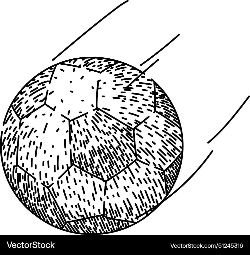 Game soccer ball sketch hand drawn Royalty Free Vector Image