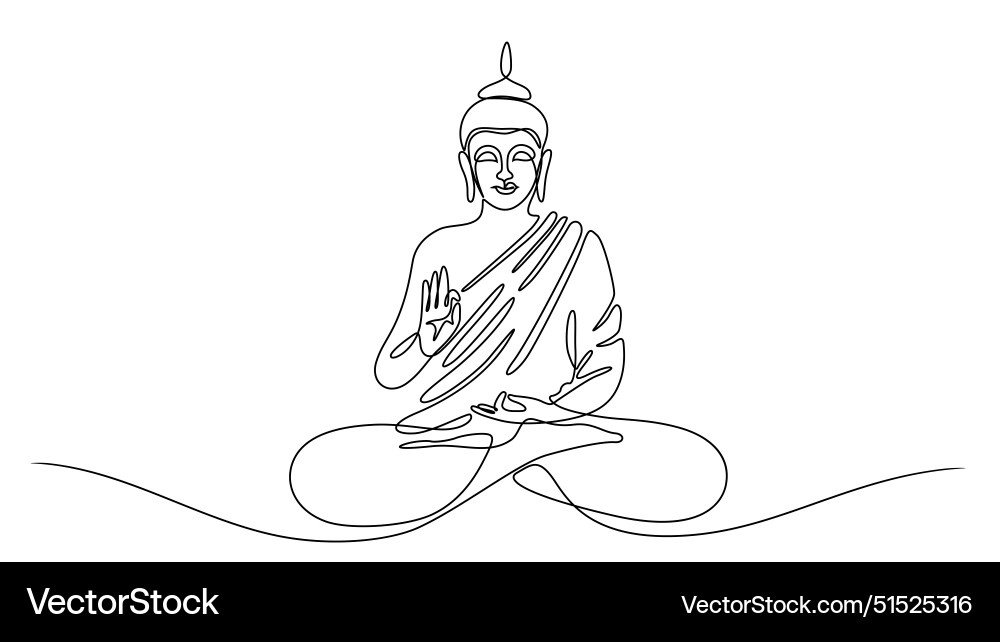 Hand drawn one line buddha Royalty Free Vector Image