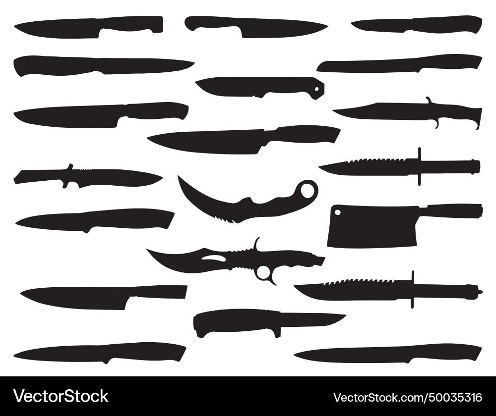 Knives silhouette art white background Royalty Free Vector