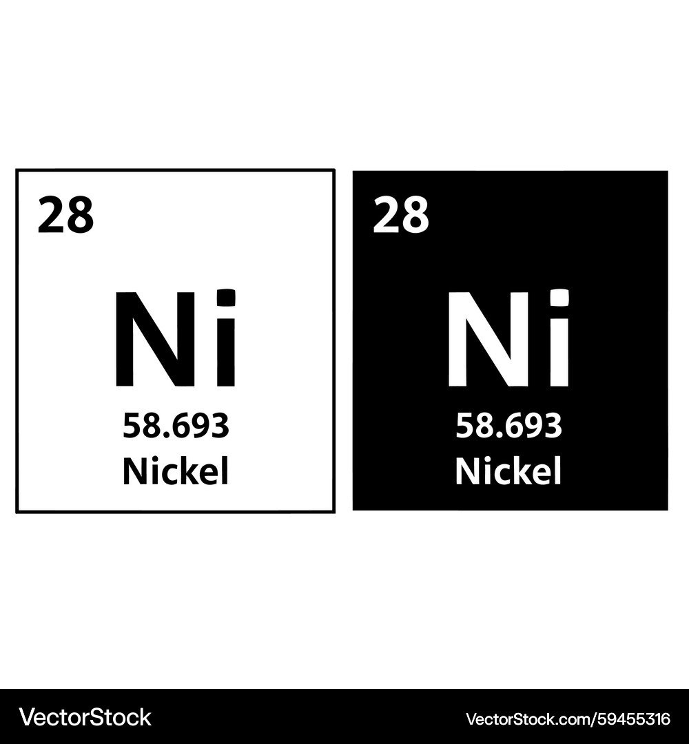 Nickel Periodic Table - Black & White Vector Image