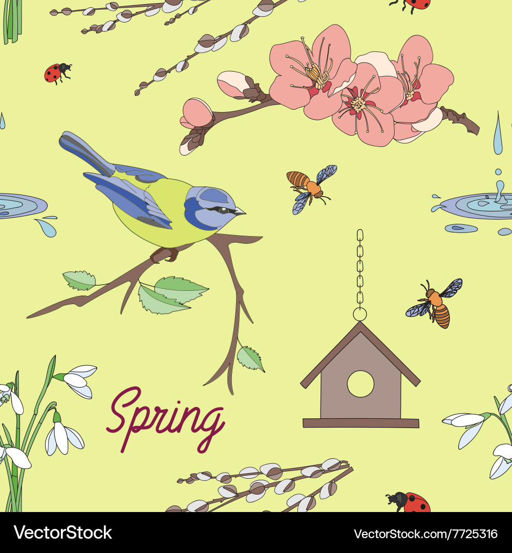 Spring elements pattern Royalty Free Vector Image