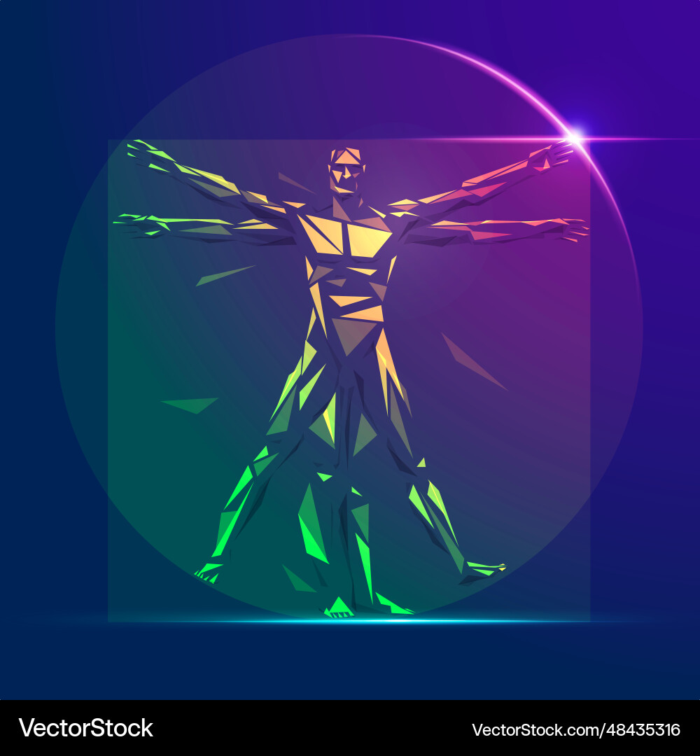 Vitruvian Man Low Poly Royalty Free Vector Image