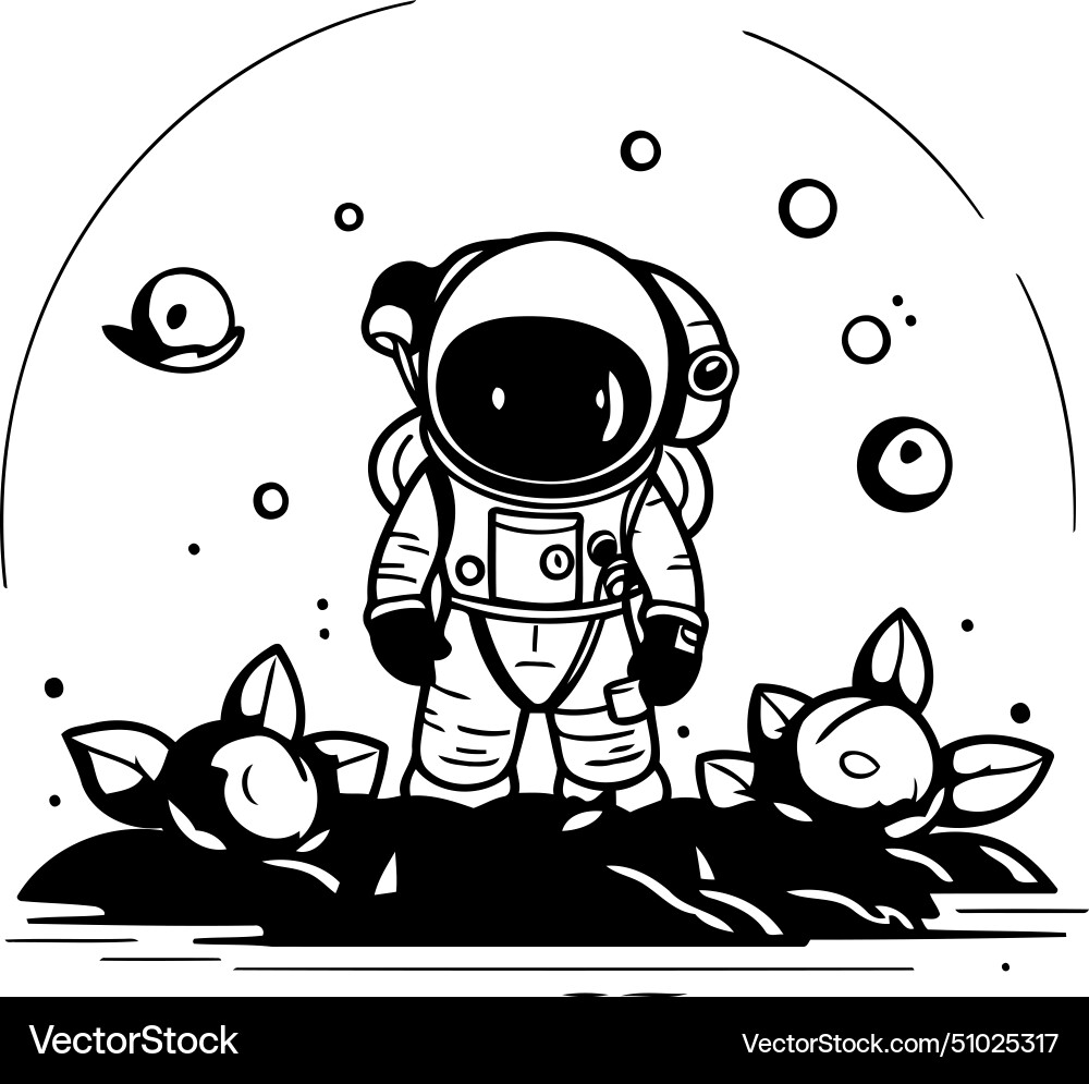 Astronaut in outer space cartoon style Royalty Free Vector