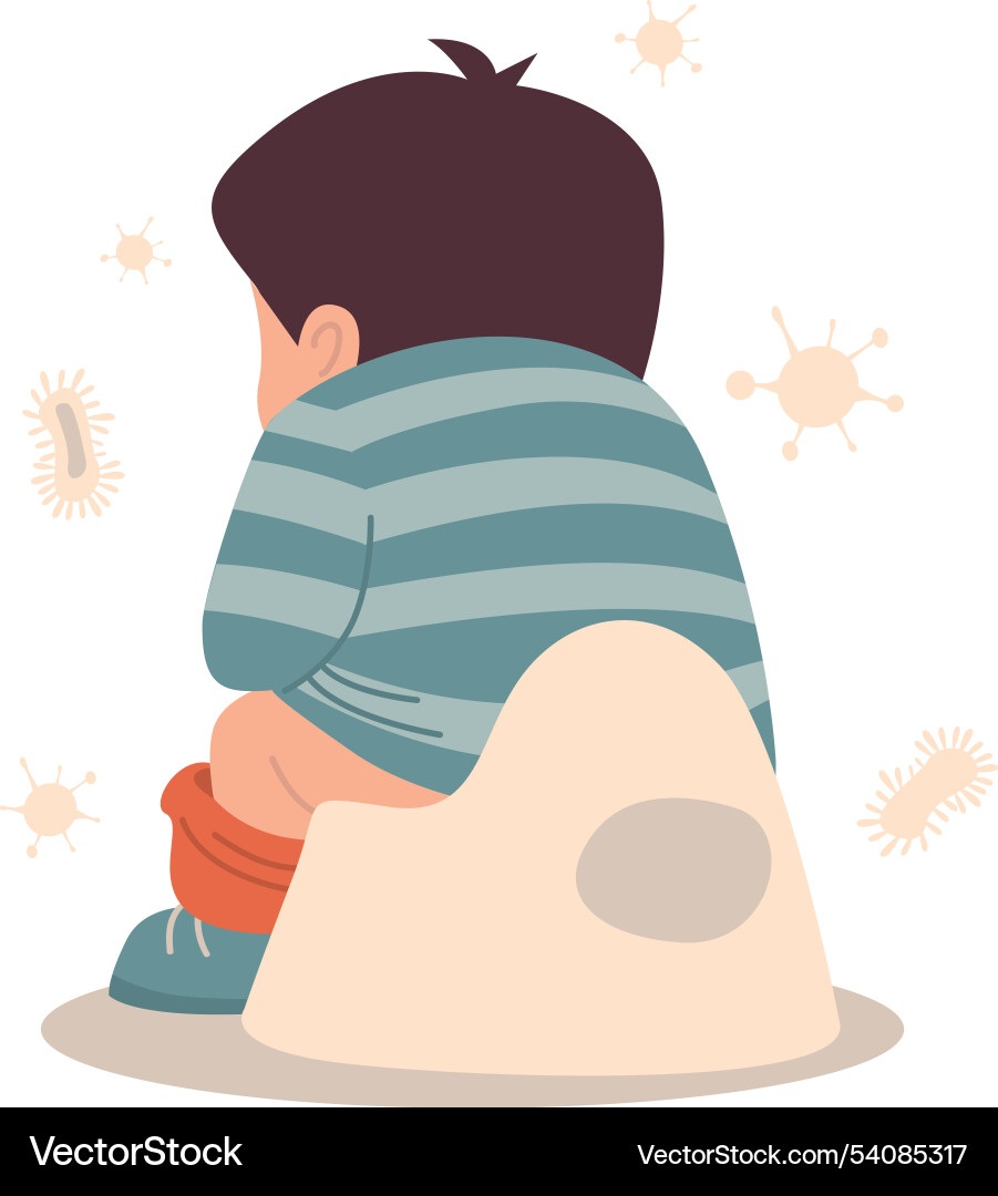 Boy in daycare suffering from diarrhea Royalty Free Vector