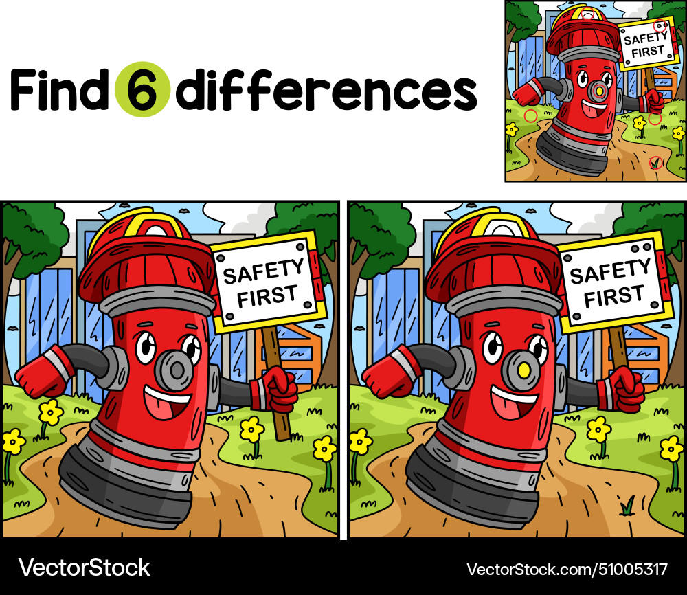 Firefighter fire hydrant find the differences Vector Image
