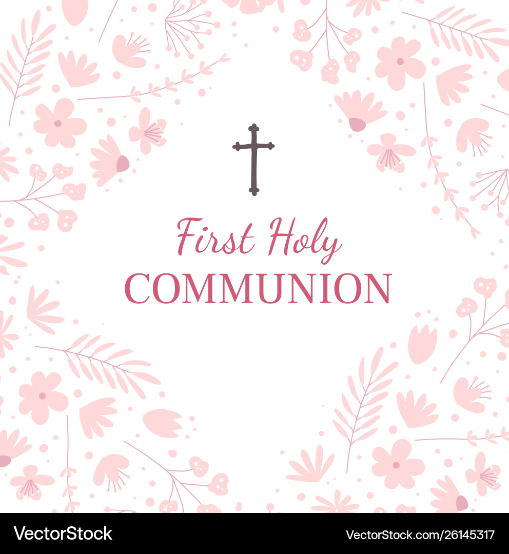 First holy communion greeting card design template