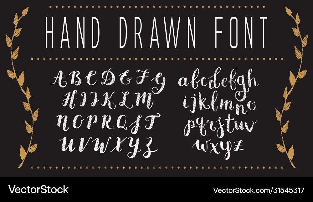 Hand gezeichnetes Skript Alphabet Buchstaben geschrieben