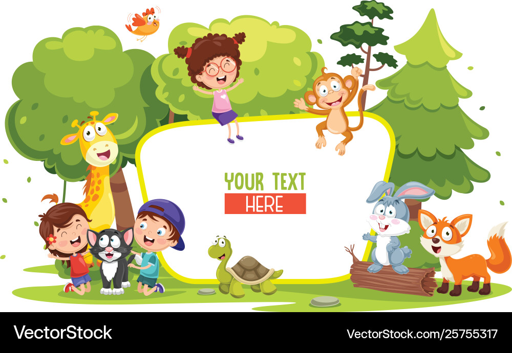 Kids and animals Royalty Free Vector Image - VectorStock