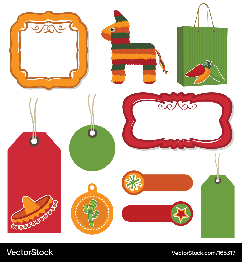 Mexican tags Royalty Free Vector Image - VectorStock