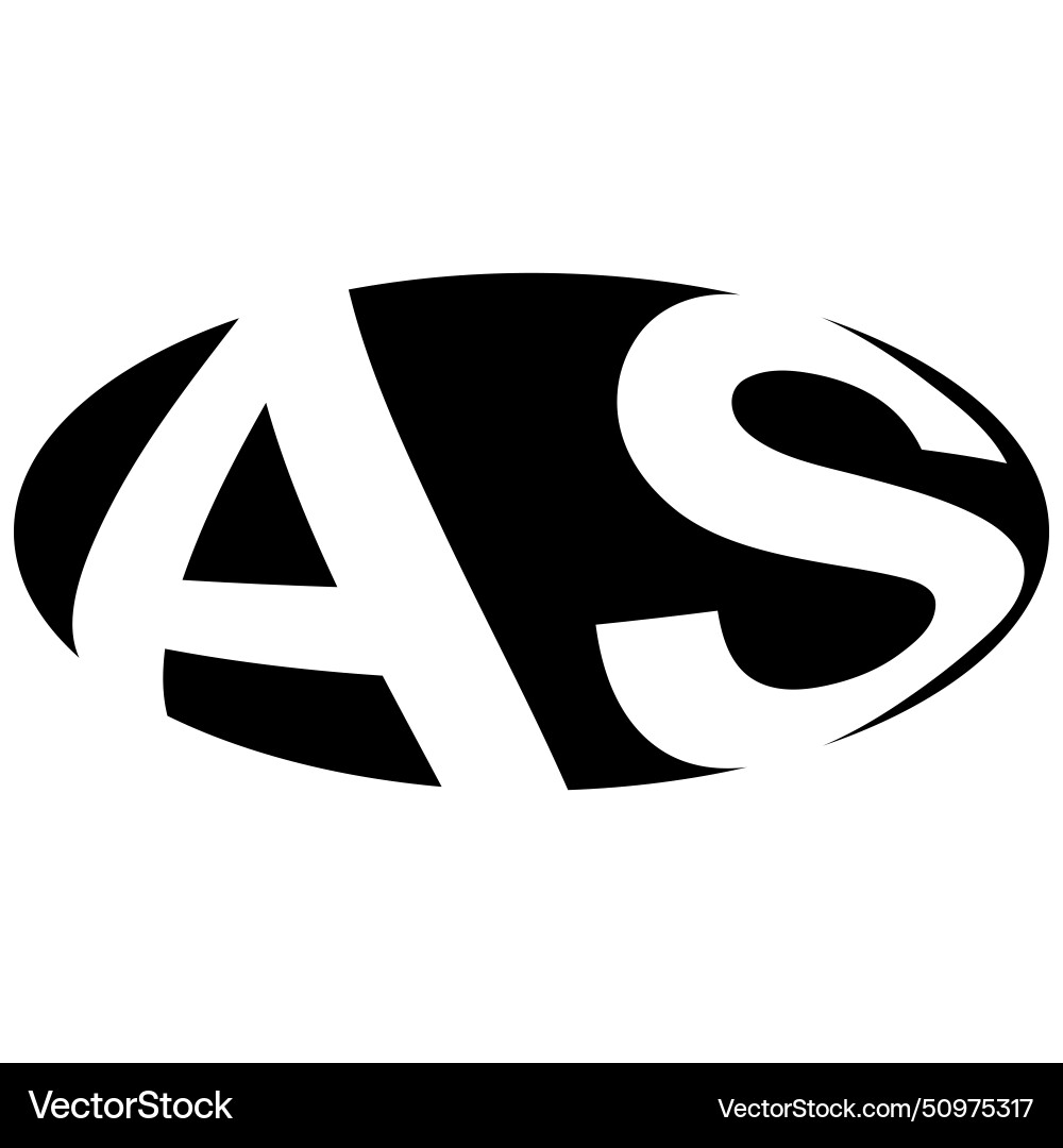 Oval logo double letter a s two letters as sa Vector Image