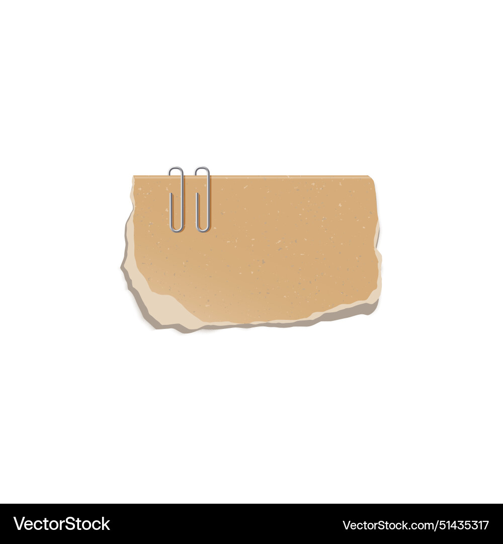 Torn cardboard with paper clips Royalty Free Vector Image